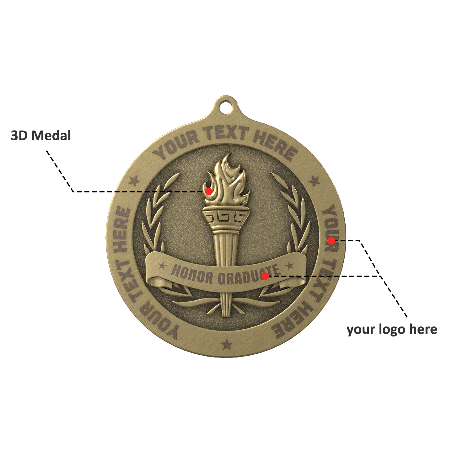 Torch Banner with Ring Medal - Not Easy To Fade Colors & Touchable Layers